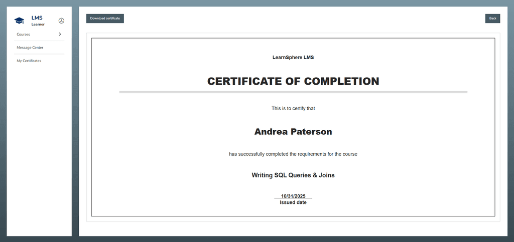 Learning Management System - Free App Template | Caspio Marketplace